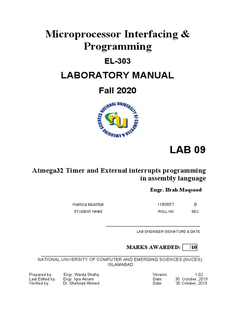Microprocessor Interfacing & Programming: Laboratory Manual | PDF | Microcontroller | Classes Of ...