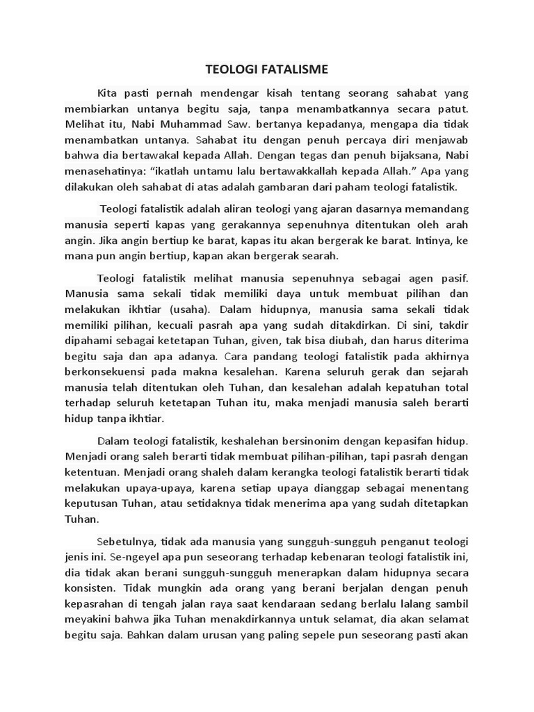 Teologi Fatalisme | PDF