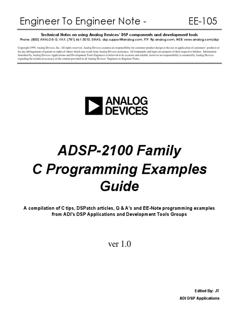 Ee - 105 - ADSP-2100 Family C Programming Examples Guide (En) | Download Free PDF | Subroutine ...
