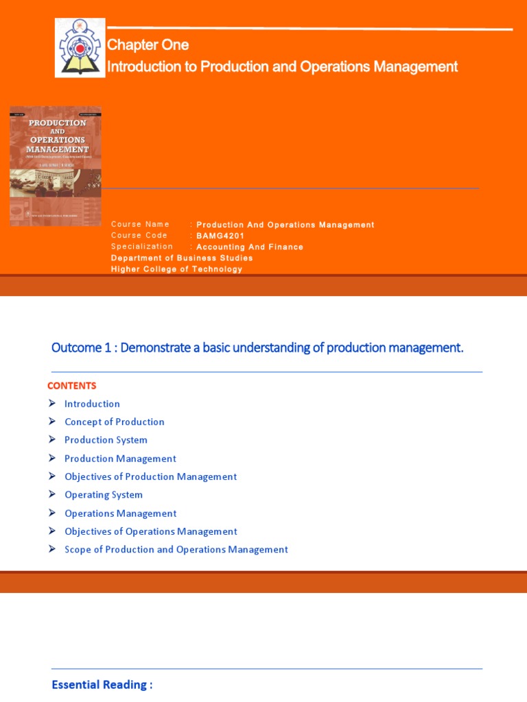 Chapter 1 - Introduction to Production and Operations Management ...