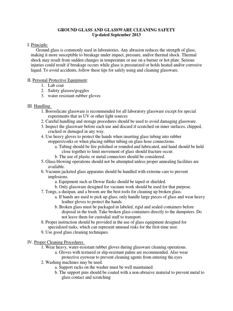 Glassware Safety and Cleaning Guidelines | PDF | Glasses | Laboratories