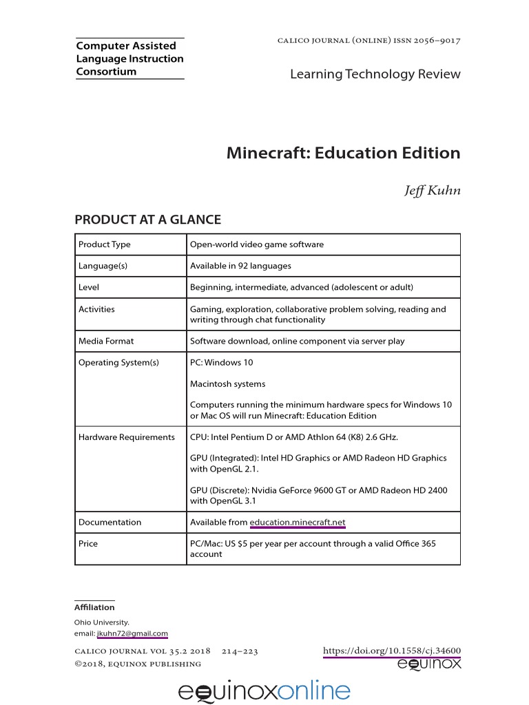 Minecraft: Education Edition: Product at A Glance | PDF | Minecraft ...