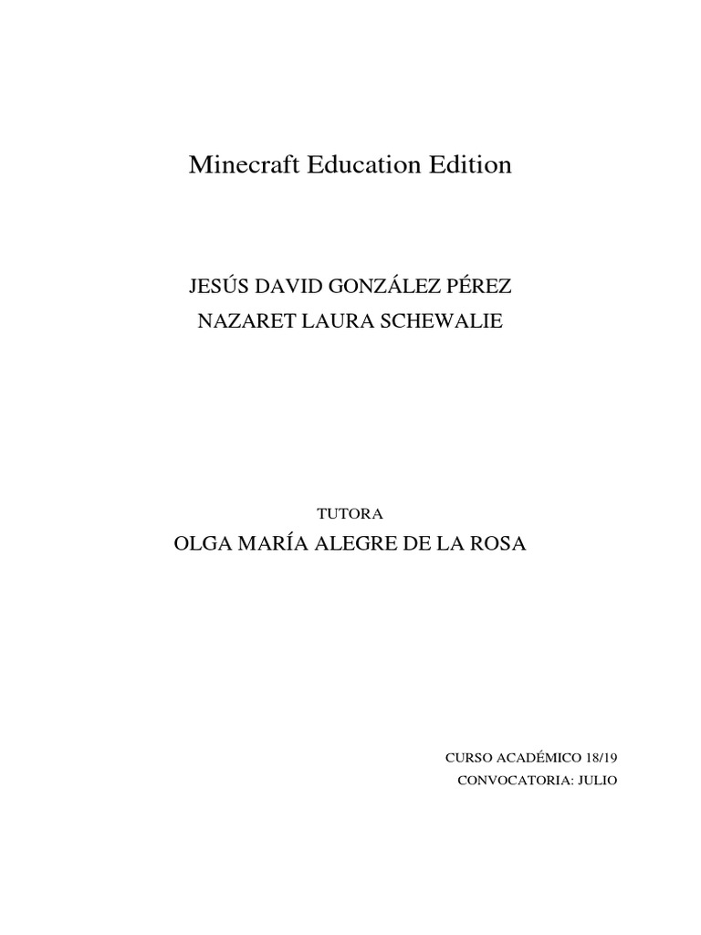 Evaluación de Minecraft: Education Edition | PDF | Aprendizaje ...