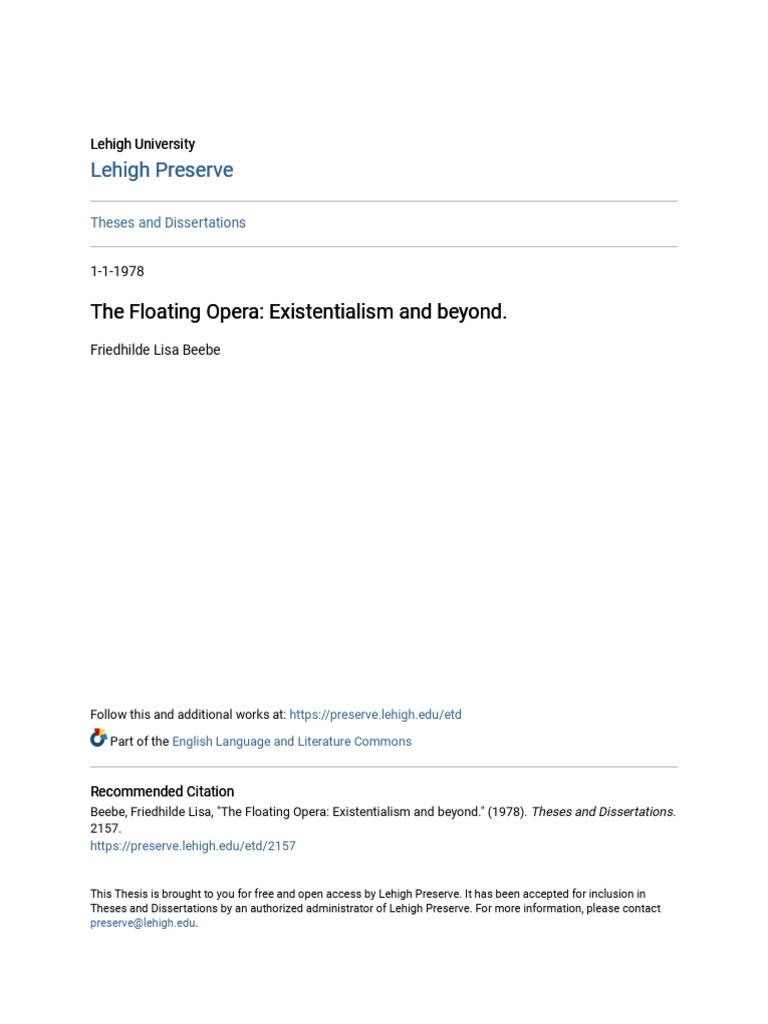 The Floating Opera - Existentialism and Beyond. | PDF | Existentialism ...