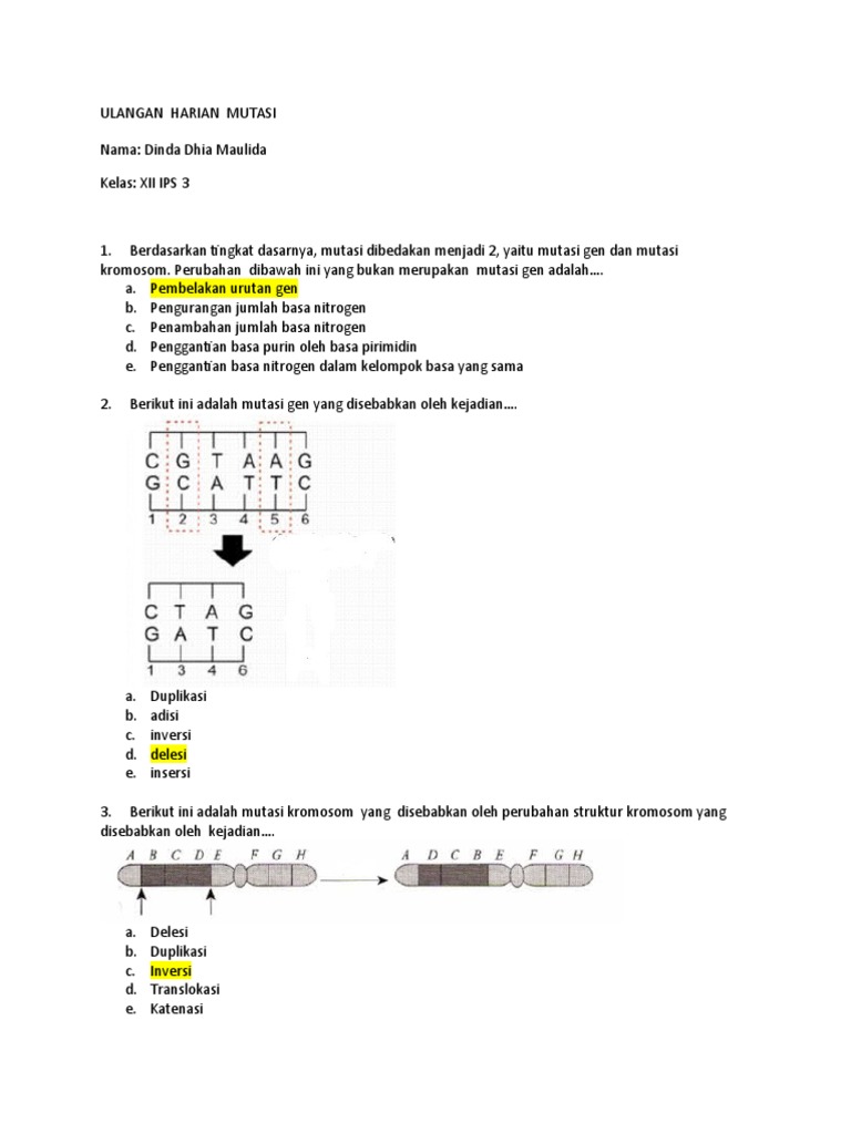 Soal Mutasi Biologi | PDF