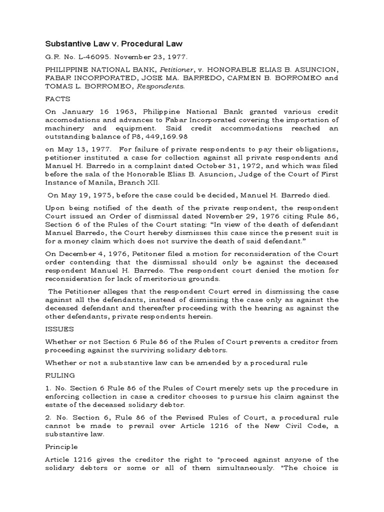 Substantive Law v. Procedural Law | PDF | Labour Law | Employment