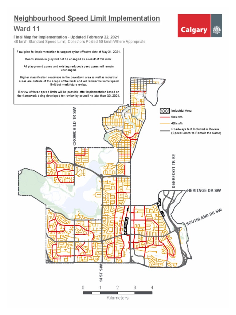 Neighbourhood Speed Limit Map Ward 11 | PDF | Land Transport | Road Safety