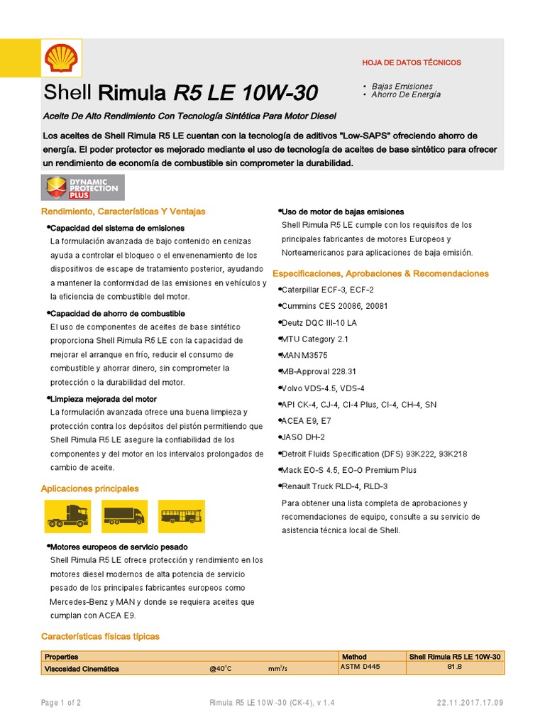 Rimula R5 Le 10W30 | PDF | Energía y recursos | Naturaleza