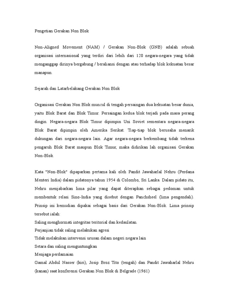 GNB (Gerakan Non-Blok) | PDF