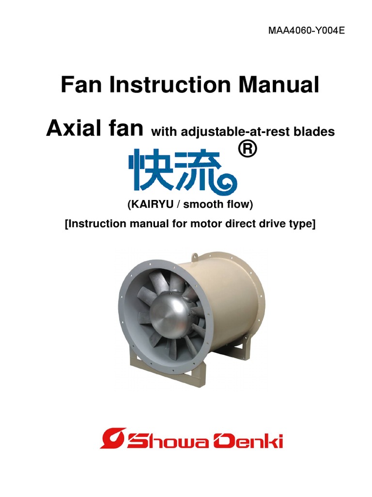 Fan Instruction Manual Axial Fan: With Adjustable-At-Rest Blades | PDF ...