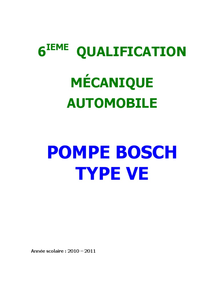 Pompe Rotative Bosch Ve | PDF | Injection (moteur) | Piston
