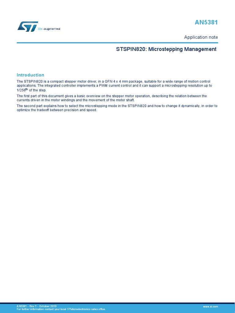 dm00647202 Stspin820 Microstepping Management Stmicroelectronics | PDF | Electric Motor | Metrology