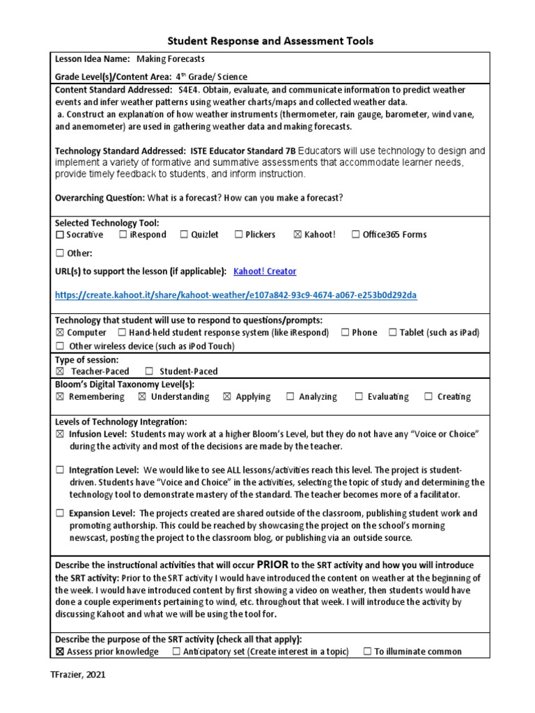 4th Grade Weather Forecasting Lesson | PDF | Educational Assessment ...