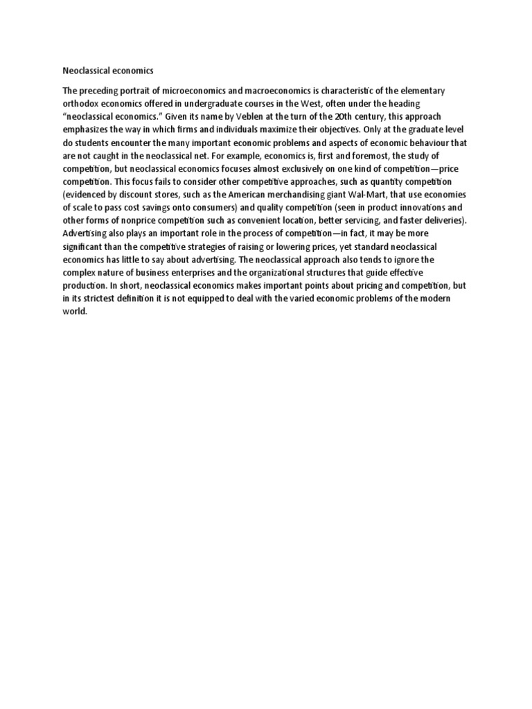 Neoclassical Economics | PDF