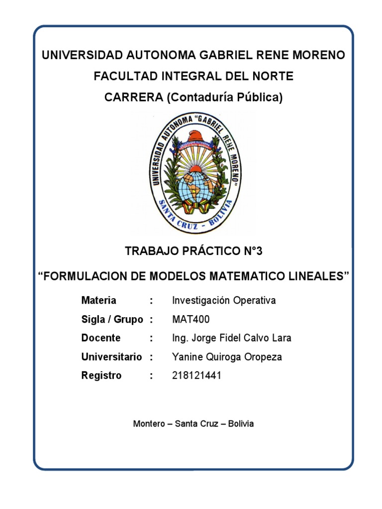 Planteamiento de Elementos Del Modelo Matemático Lineal | PDF | Fórmula ...