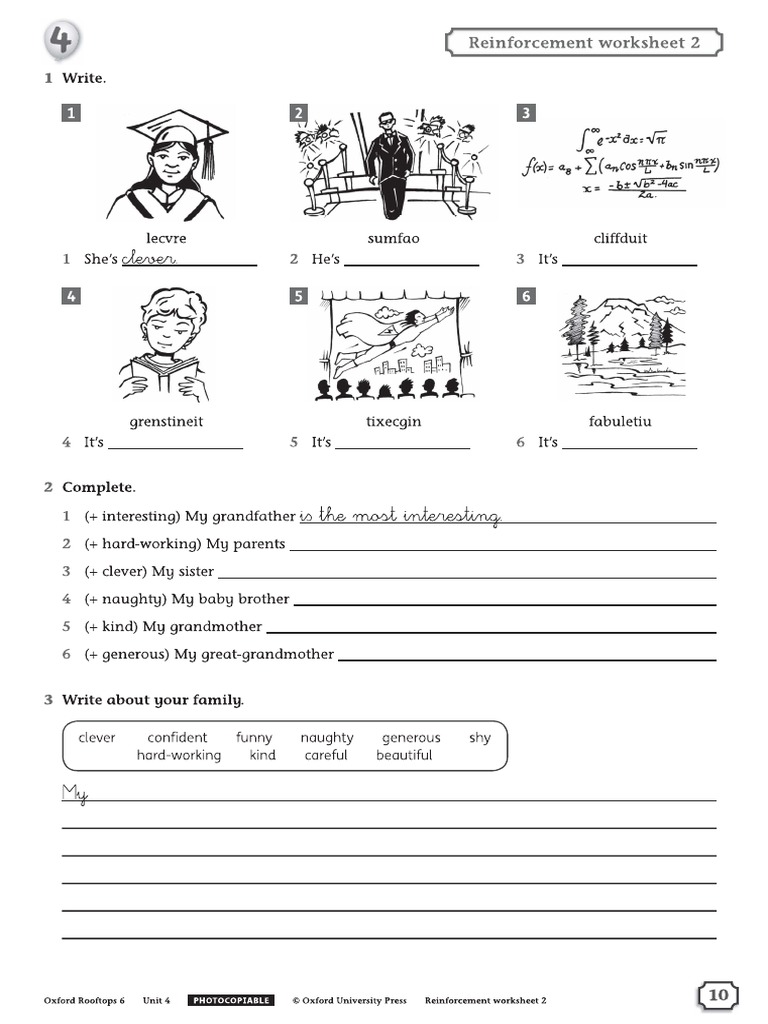 Reinforcement Worksheet 2 Unit 4 | PDF
