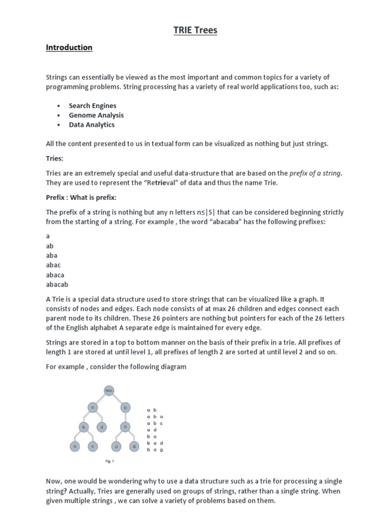 TRIE Trees: Search Engines Genome Analysis Data Analytics | PDF | String (Computer Science ...