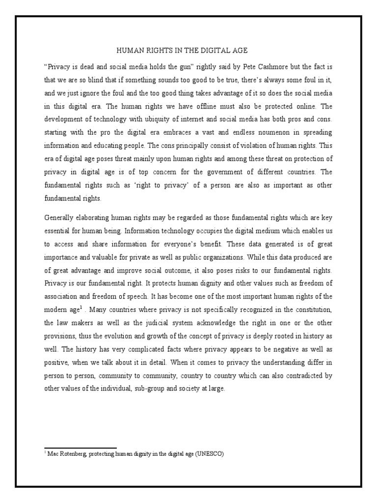 Human Rights in The Digital Age | PDF | Right To Privacy | Privacy