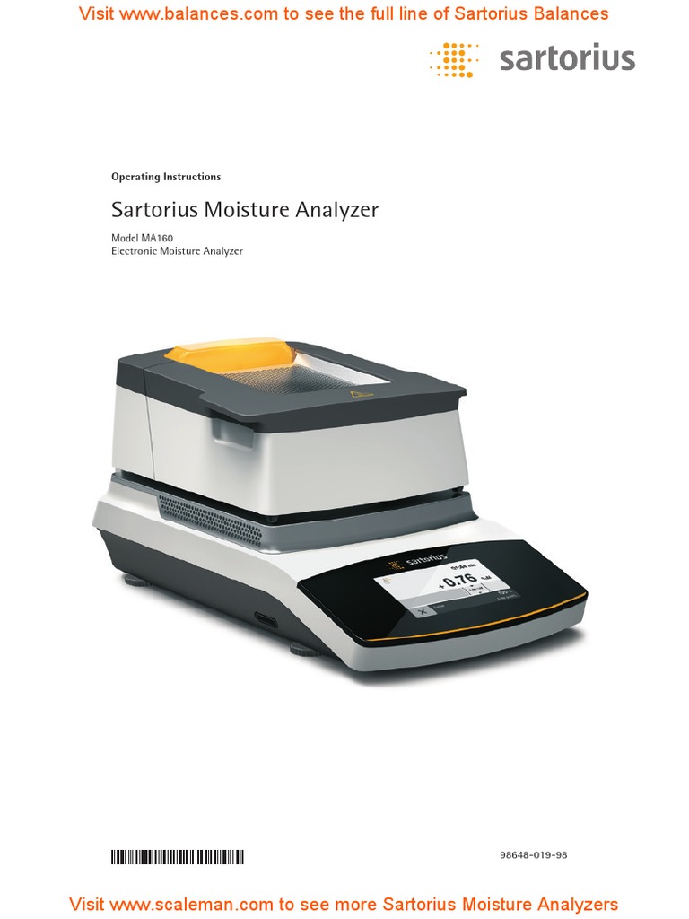 Sartorius Moisture Analyzer MA160 | PDF | Ac Power Plugs And Sockets ...
