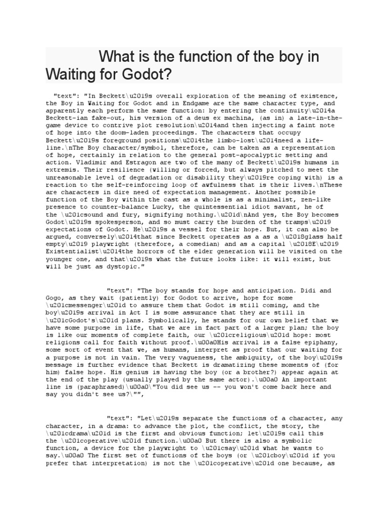 Function of The Boy in Waiting For Godot | PDF