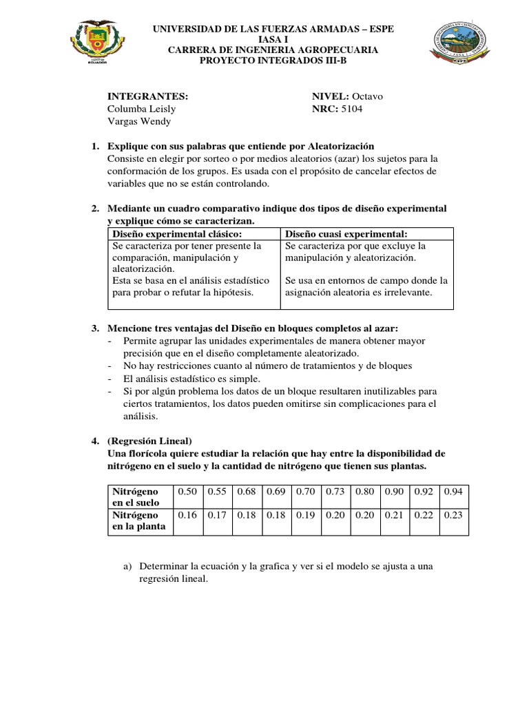 Cuestionario de Proyecto | PDF | Diseño de experimentos | Experimentar