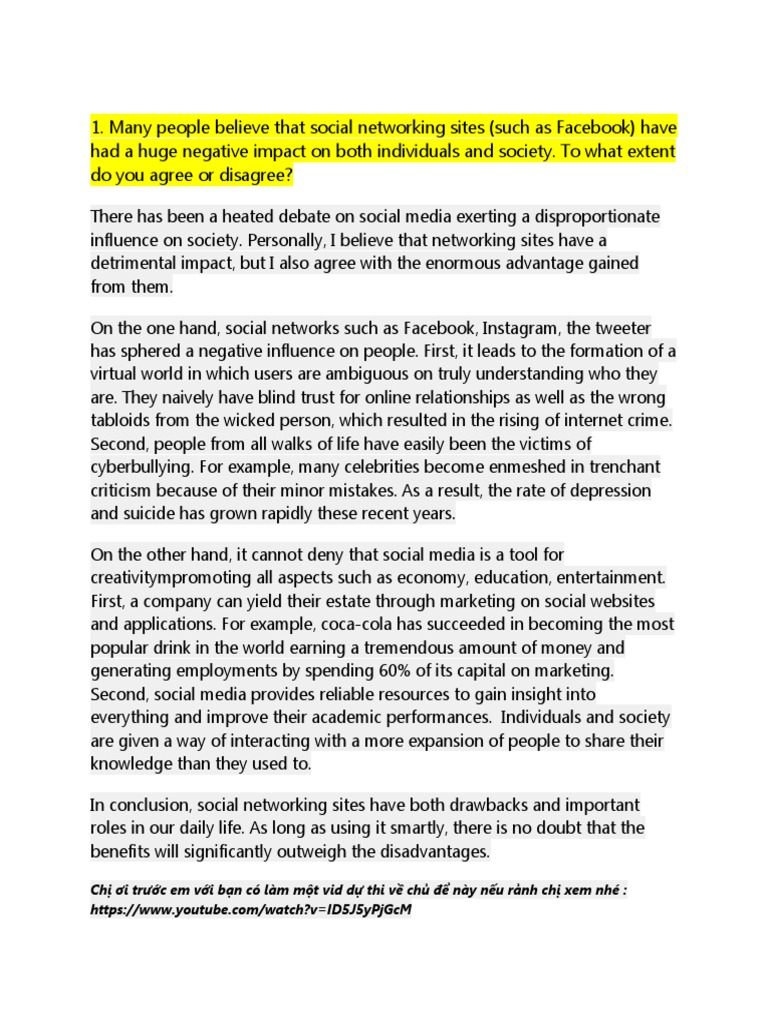 Many People Believe That Social Networking Sites (Such As Facebook ...