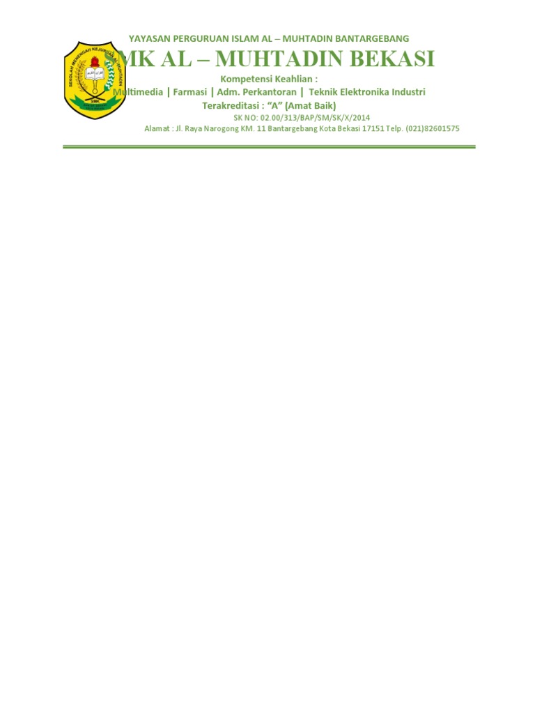 SMK Al - Muhtadin Bekasi | PDF