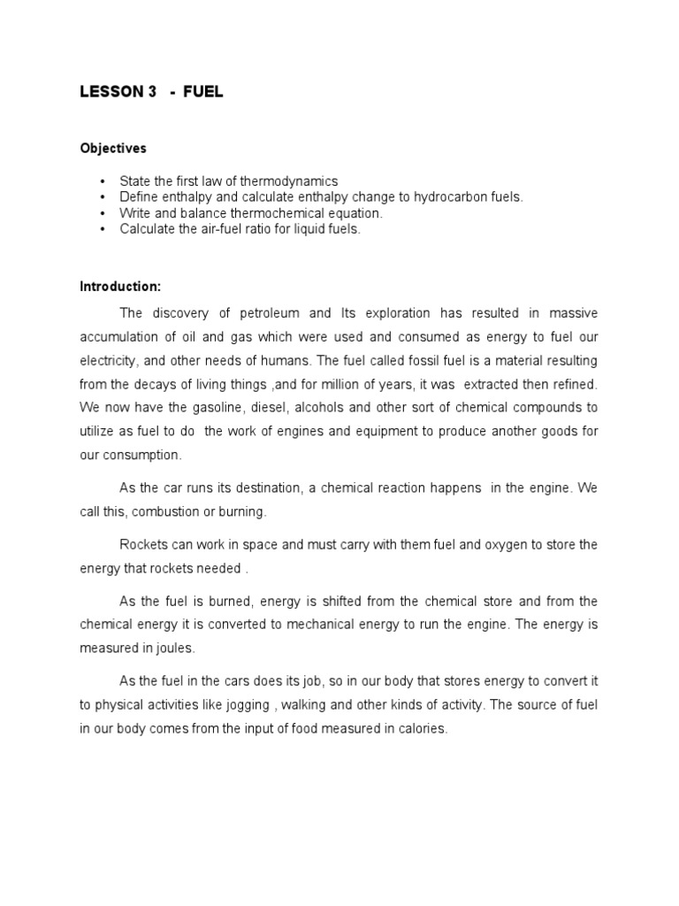 LESSON 3 Chemistry Fuel | Download Free PDF | Fuels | Chemistry