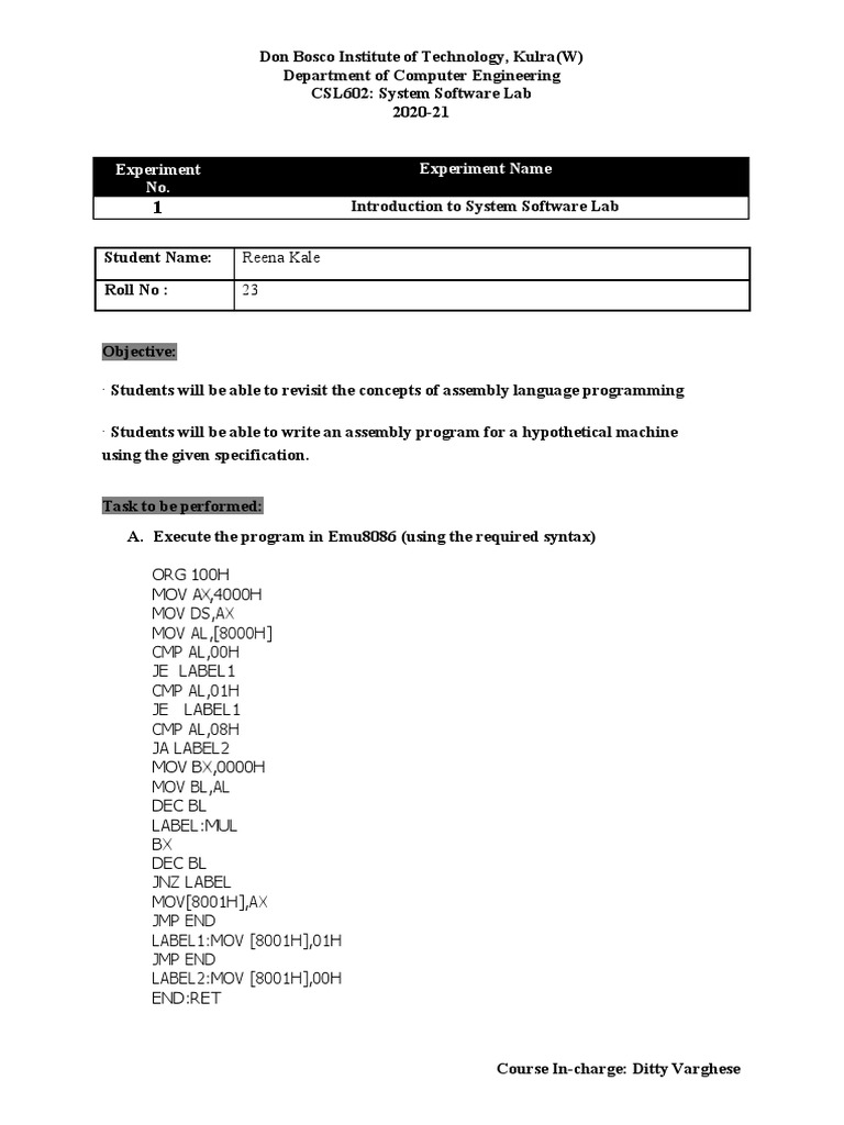 Experiment Name Experiment No | PDF | Computer Program | Programming