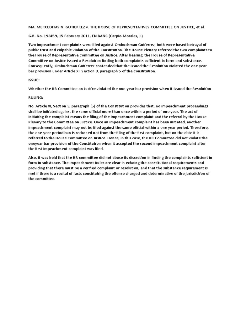 MA. MERCEDITAS N. GUTIERREZ v. THE HOUSE OF REPRESENTATIVES COMMITTEE ...