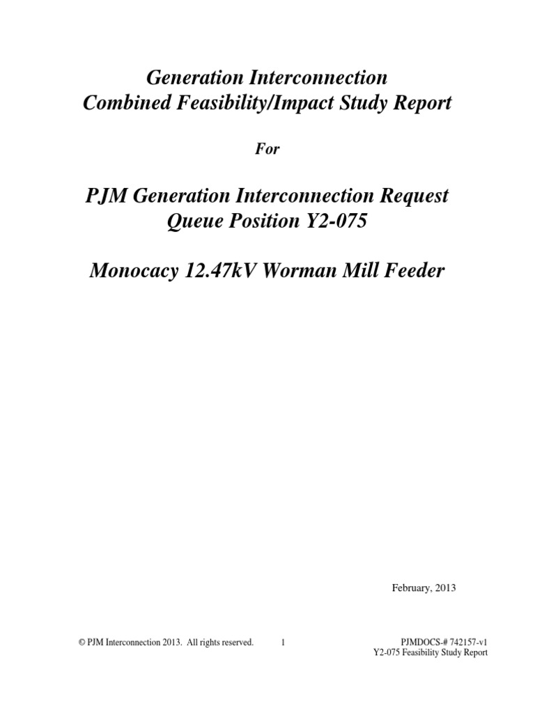 Generation Interconnection Combined Feasibility/Impact Study Report ...