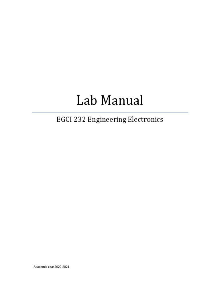 Lab Manual: EGCI 232 Engineering Electronics | PDF | Amplifier | Power ...
