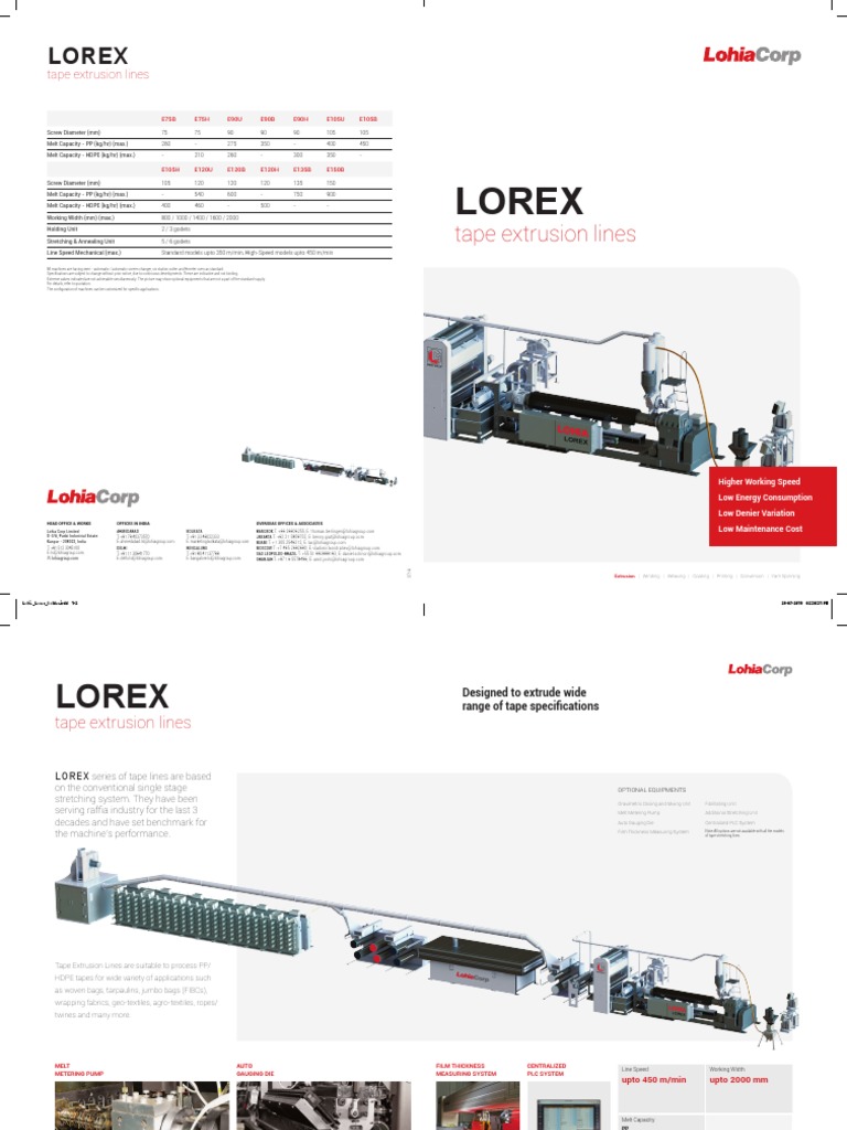 Lorex Tape Extrusion Lines: Designed for High-Speed Extrusion of ...
