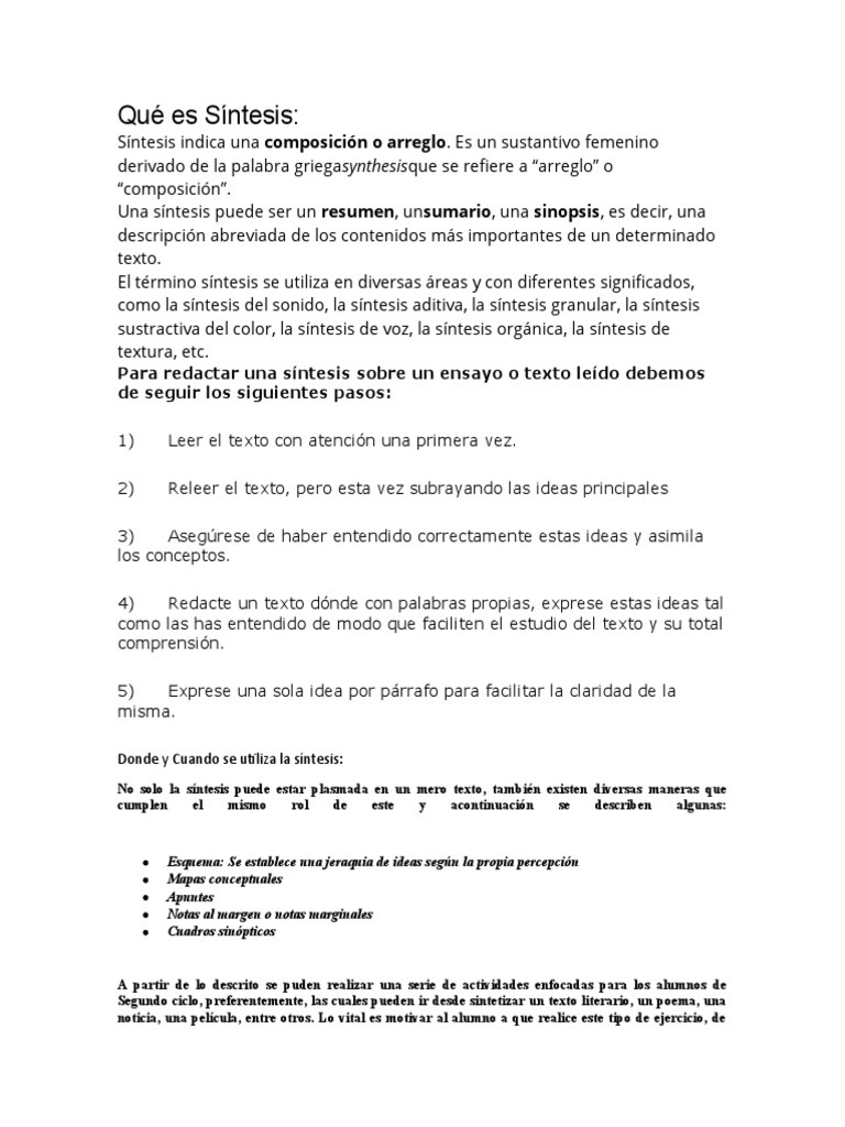 Qué Es Síntesis | PDF | Microsoft PowerPoint | Cómics