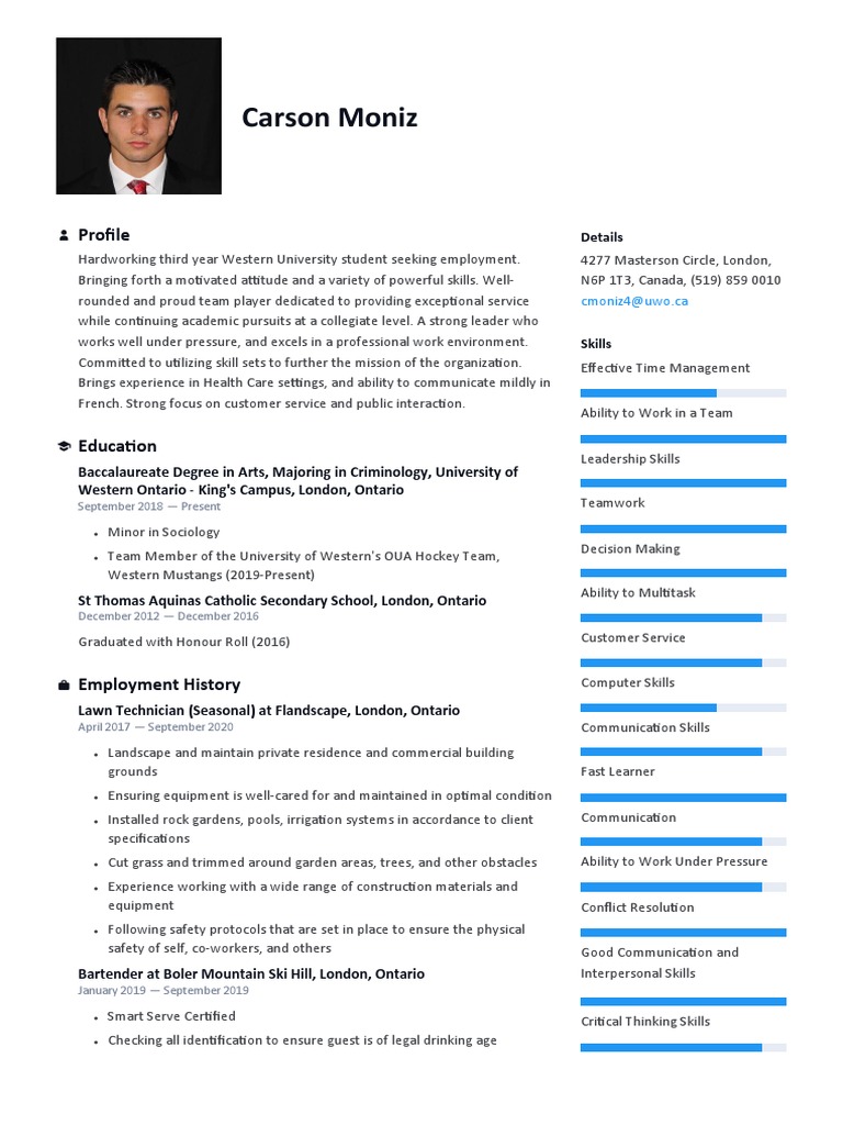 Carson Moniz Resume 2021 | PDF | Human Nature | University