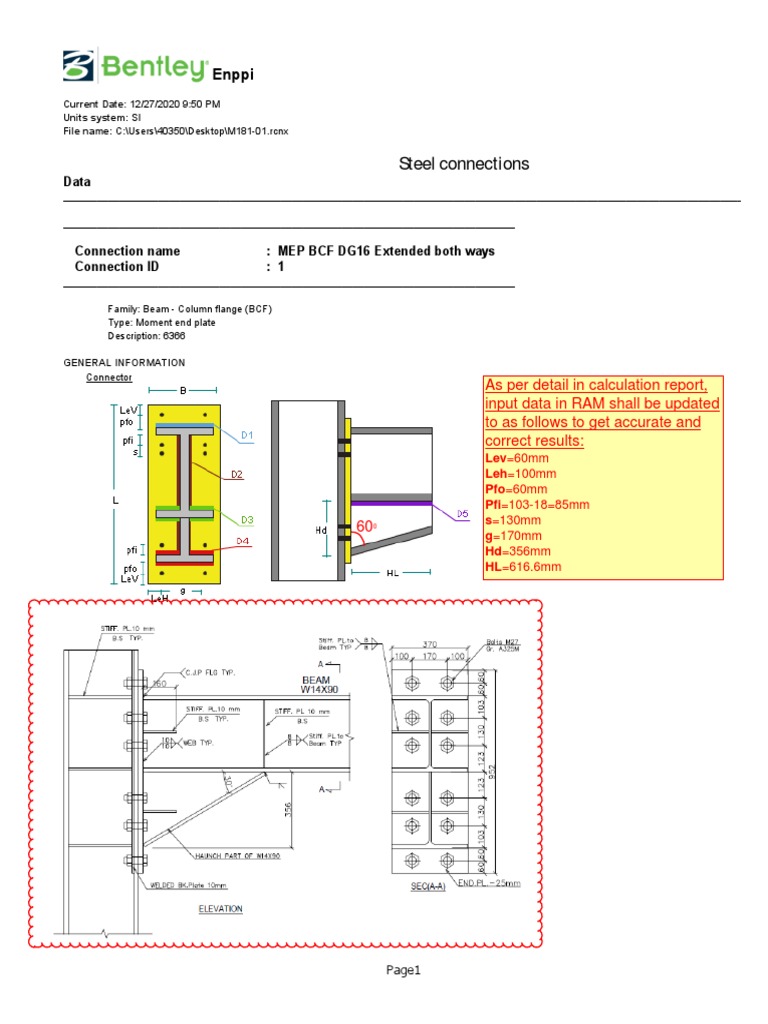 RAM Connection Input With Comments | PDF | Beam (Structure) | Welding
