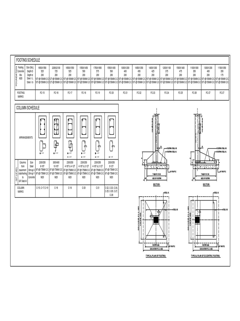 Revised - Column-Footing Schedule | PDF | Composite Material | Building ...