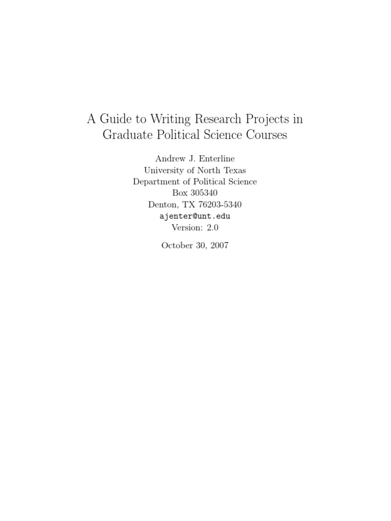 Guide To Writing Graduate Political Science Papers | PDF | Statistical ...