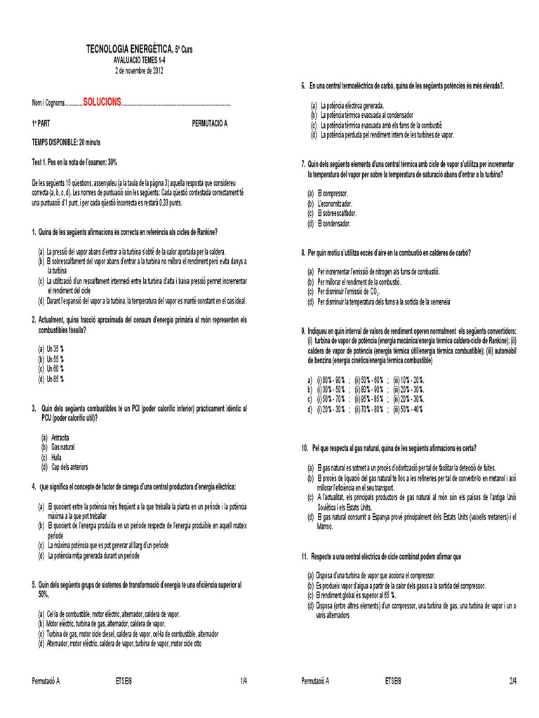 Solucion Examen Tec - Energetica | PDF