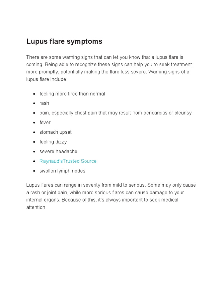 Lupus Flare Symptoms | PDF