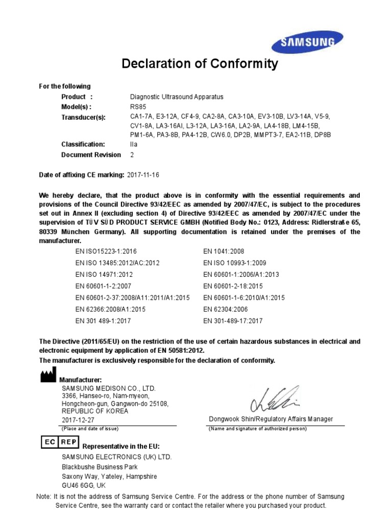 EU Declaration of Conformity (LVD, EMC) - Ofcf - Ce-Rs85 | PDF | Public ...