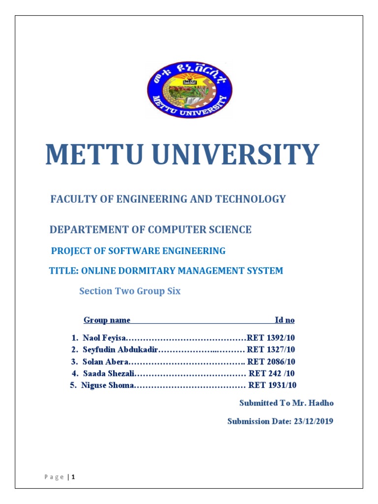 Mettu University: Faculty of Engineering and Technology Departement of Computer Science | PDF ...