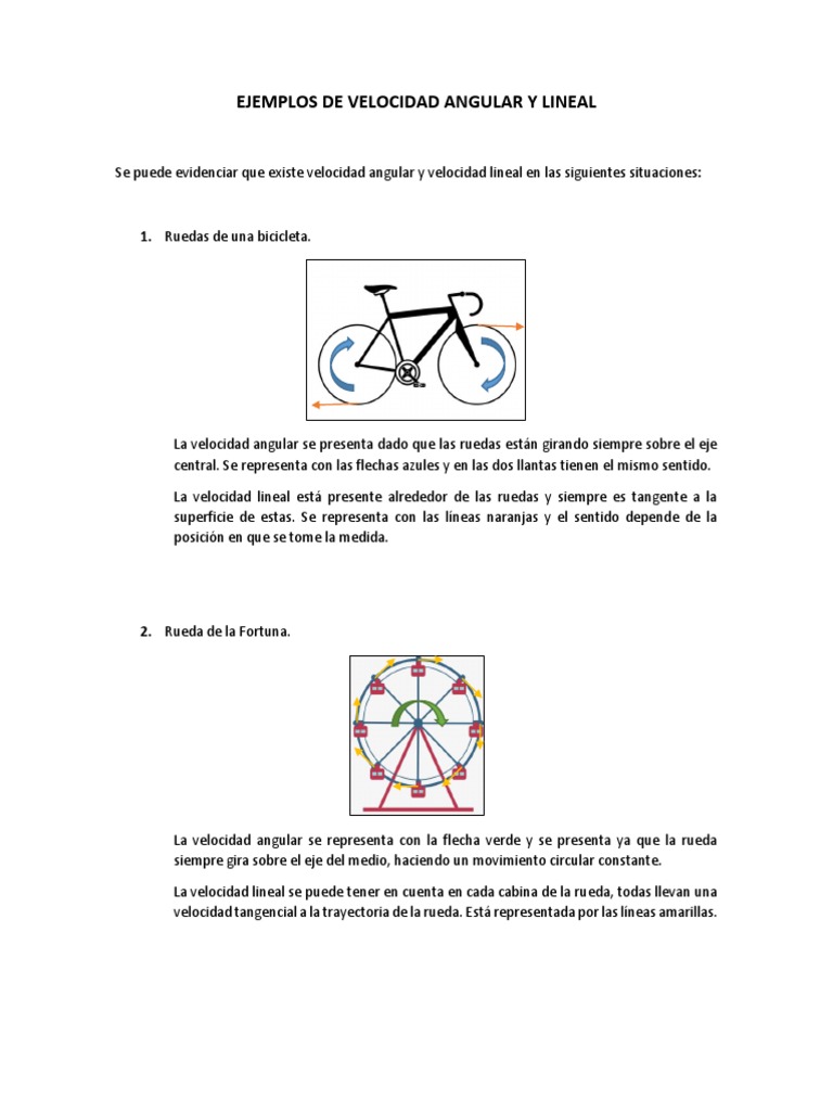 Ejemplos de Velocidad Angular y Lineal | PDF