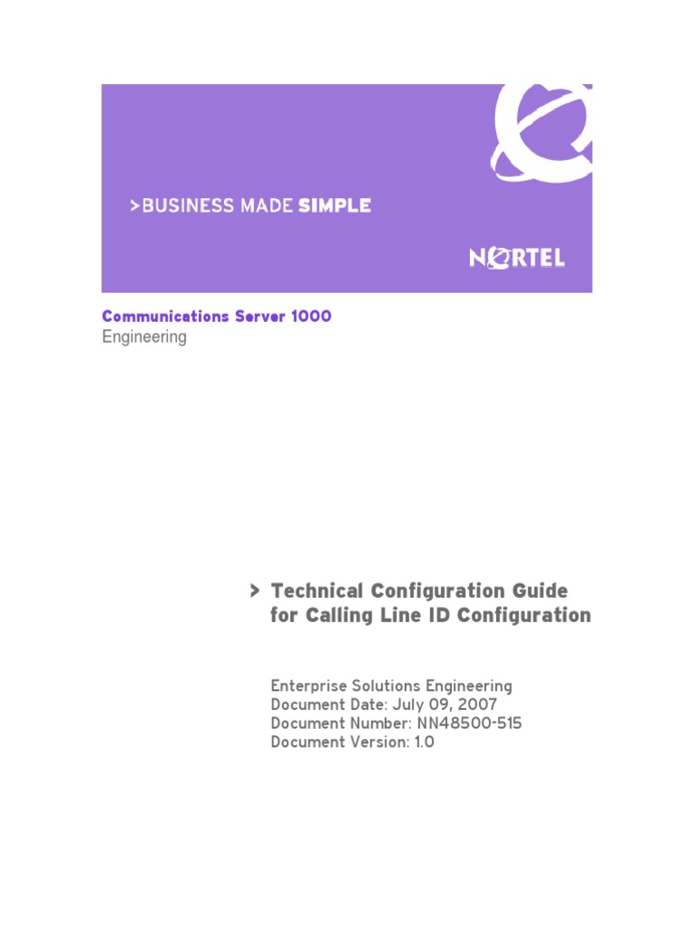 Technical Configuration Guide For Calling Line ID Configuration | PDF ...