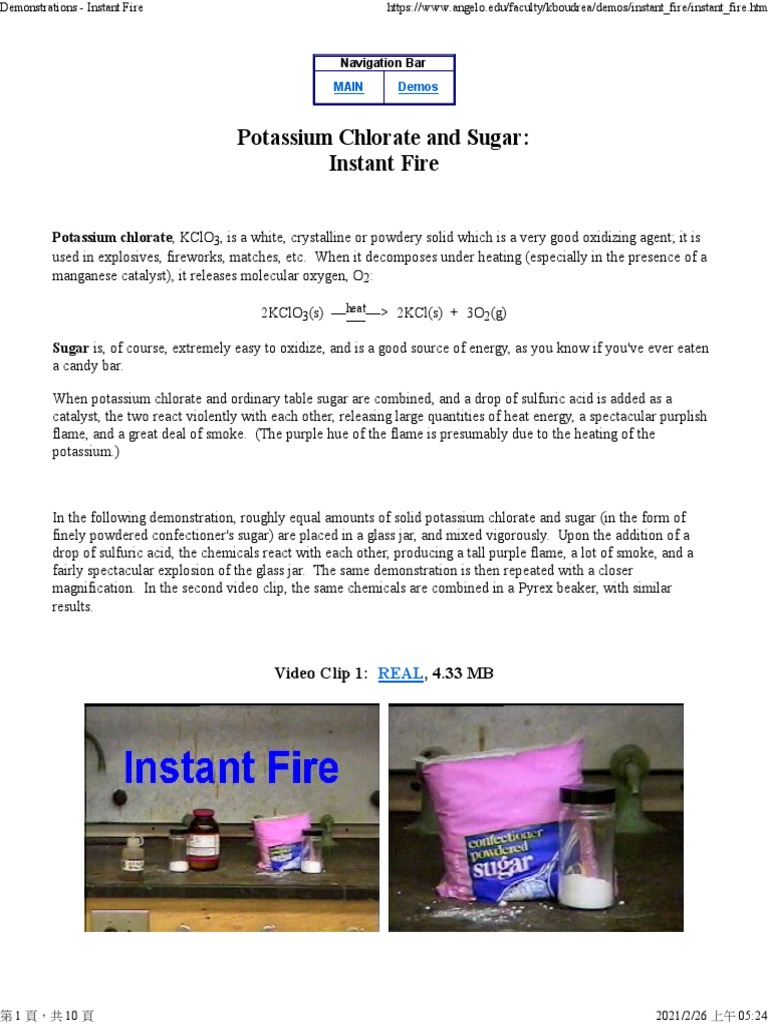 Demonstrations - Instant Fire | PDF | Chemical Substances | Chemistry