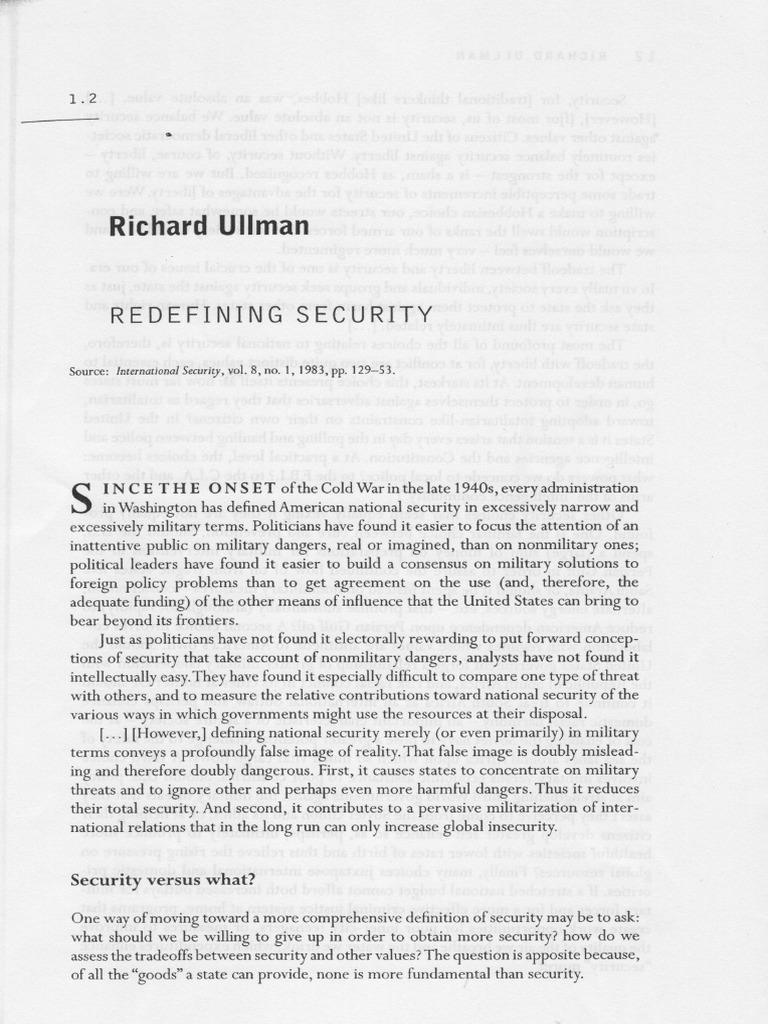Redefinind Security - Richard Ullman | PDF