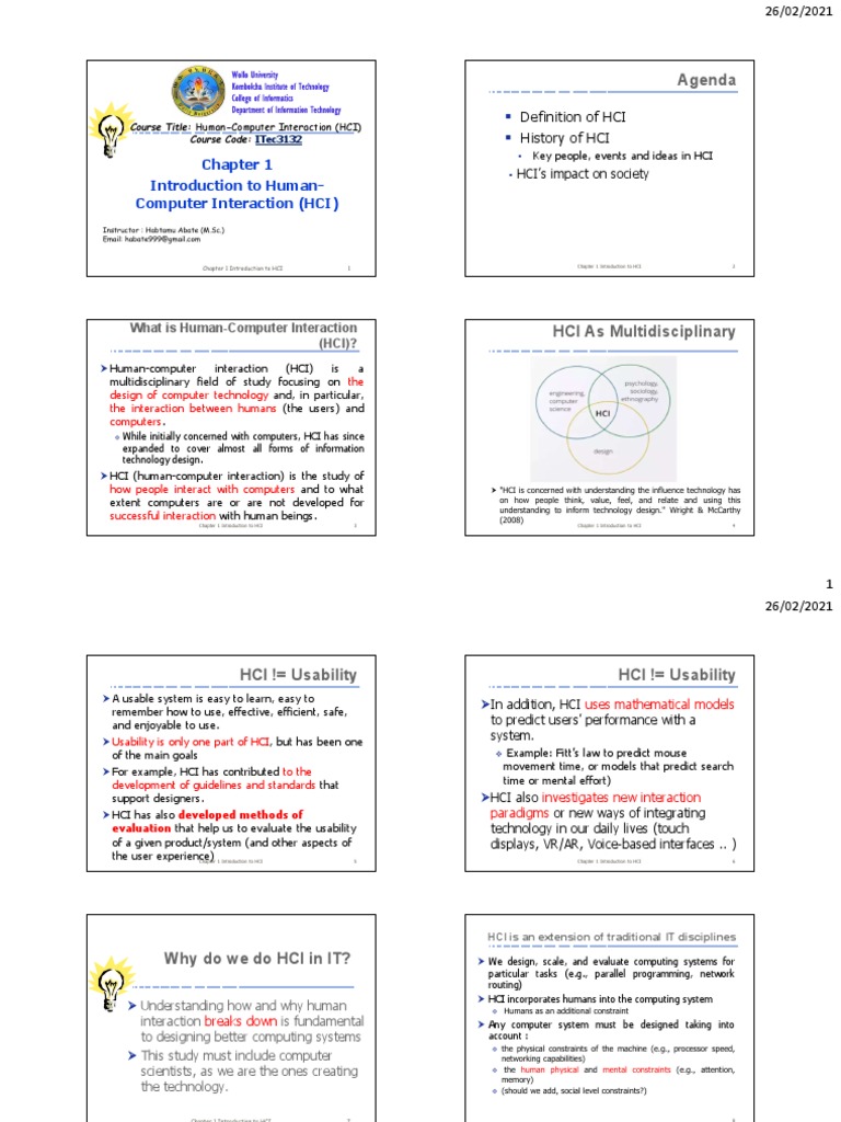 Introduction To HCI | PDF | Human–Computer Interaction | Graphical User Interfaces