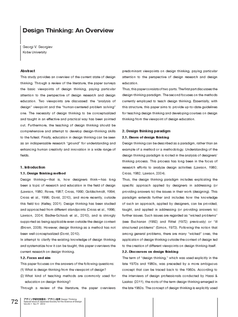 Design Thinking An Overview | PDF | Design Thinking | Design