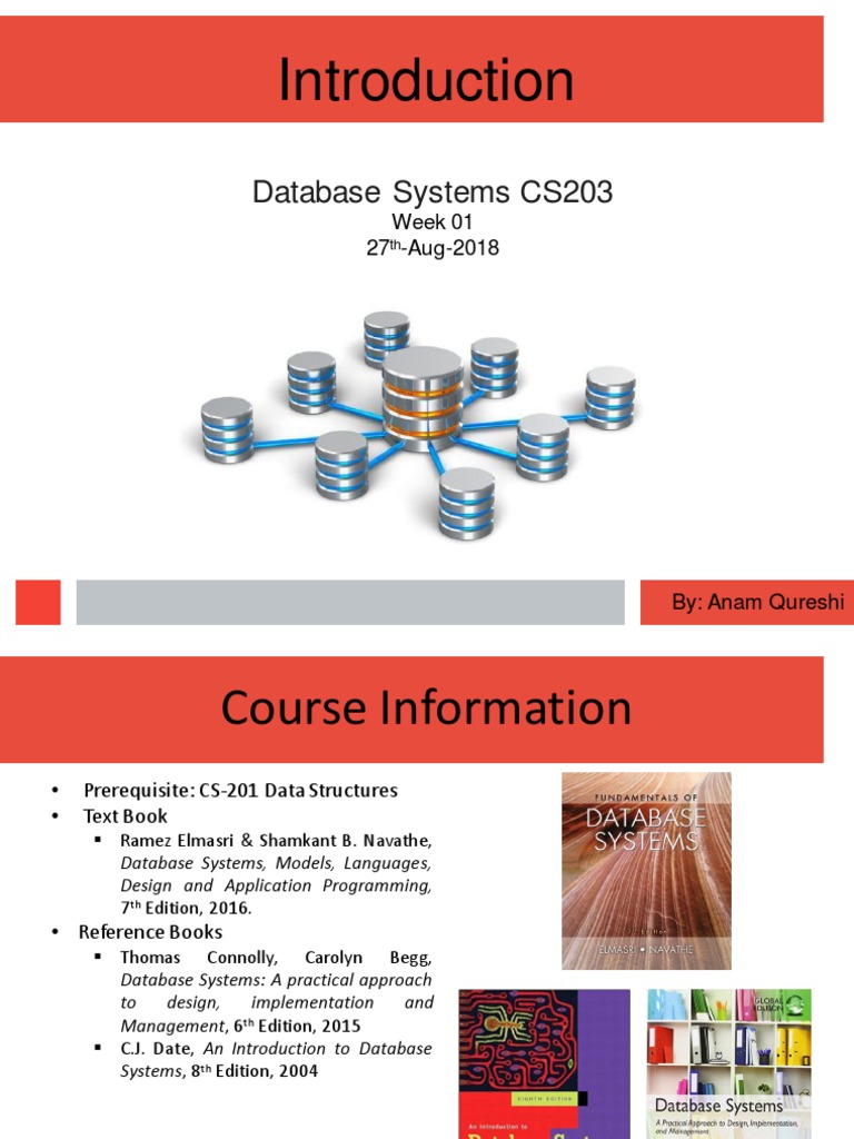 Database Systems CS203: Week 01 27 - Aug-2018 | PDF | Relational Database | Relational Model