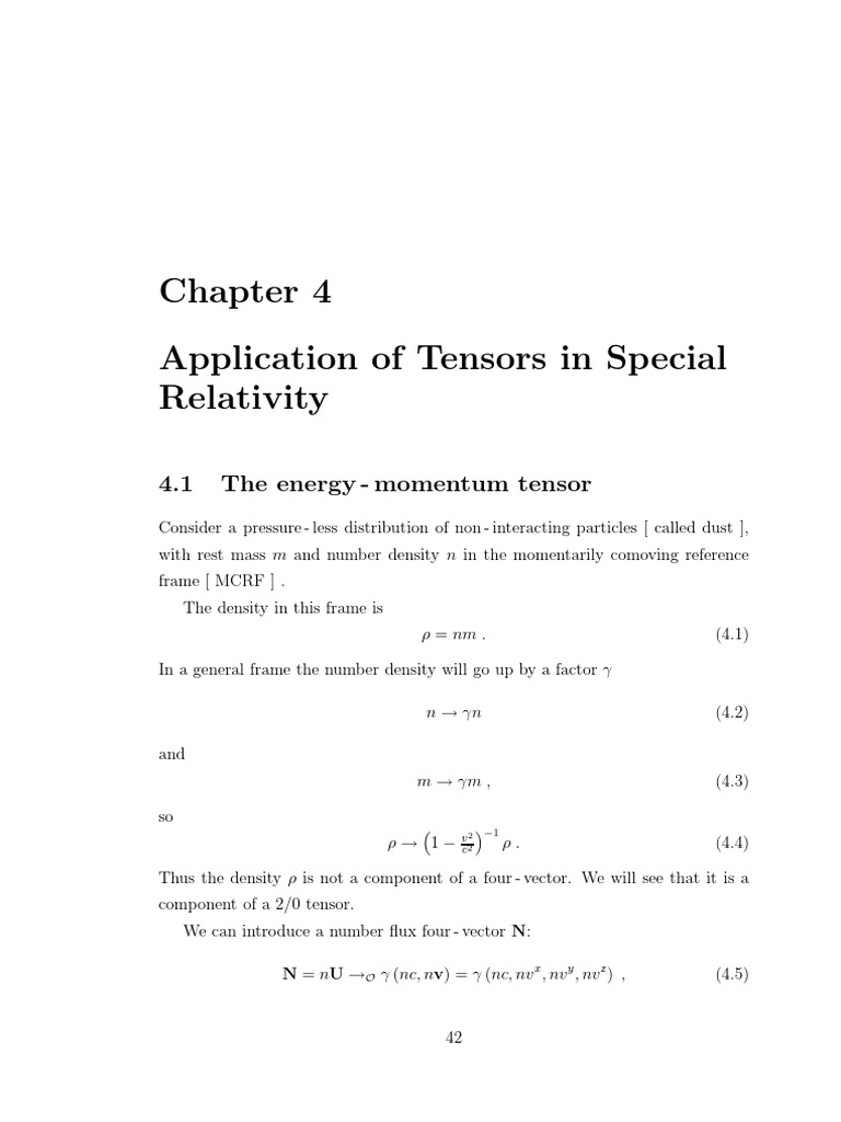 Application of Tensors in Special Relativity: 4.1 The Energy - Momentum Tensor | PDF | Momentum ...